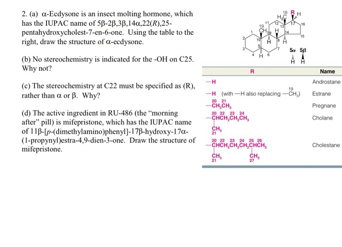 Solved 2, (a) α-Ecdysone is an insect molting hormone, which | Chegg.com