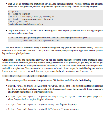 2.1 Task 1: Frequency Analysis Against Monoalphabetic | Chegg.com