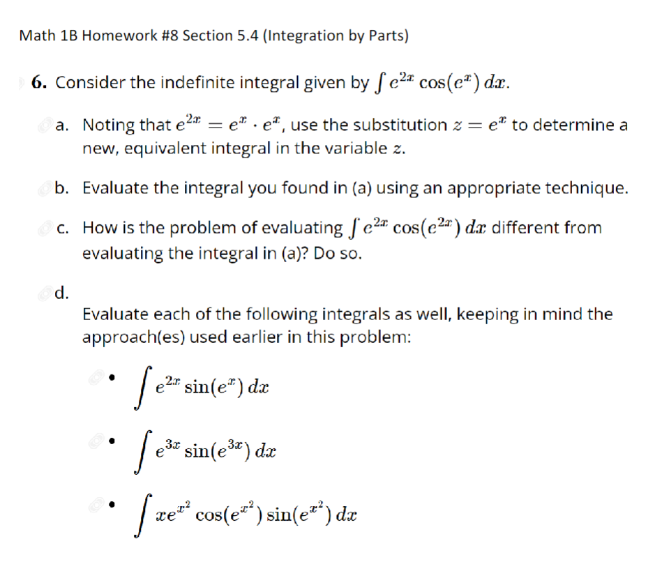 Solved Math 1B Homework #8 ﻿Section 5.4 (Integration by | Chegg.com