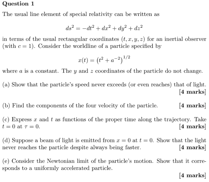 Solved The usual line element of special relativity can be | Chegg.com