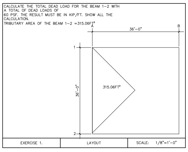 Solved CALCULATE THE TOTAL DEAD LOAD FOR THE BEAM 1-2 WITH A | Chegg.com