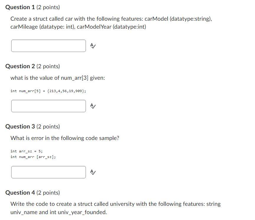 Solved Create A Struct Called Car With The Following