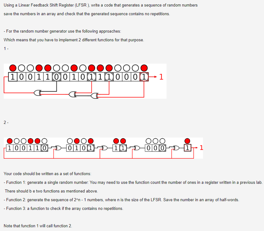 ASSUMPLY LANUAGE Using a Linear Feedback Shift | Chegg.com