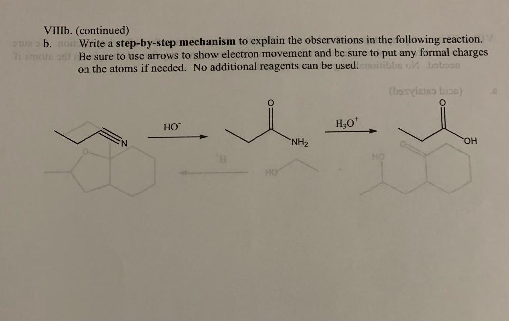 Solved VIIIb. (continued) b. to Write a step-by-step | Chegg.com