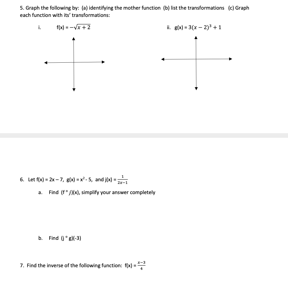 Solved 5. Graph the following by: (a) identifying the mother | Chegg.com
