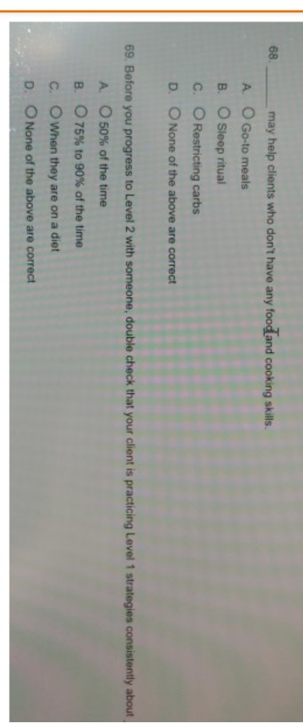 Solved 68. may help clients who don't have any food and | Chegg.com