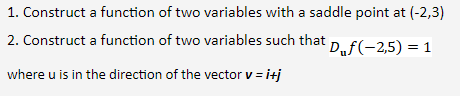 Solved 1. Construct a function of two variables with a | Chegg.com