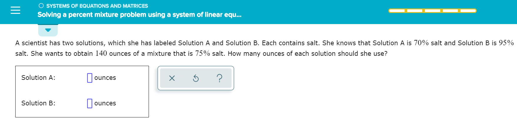 Solved O SYSTEMS OF EQUATIONS AND MATRICES Solving a percent | Chegg.com Solved O SYSTEMS OF EQUATIONS AND MATRICES Solving a percent | Chegg.com