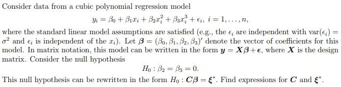 Consider data from a cubic polynomial regression | Chegg.com