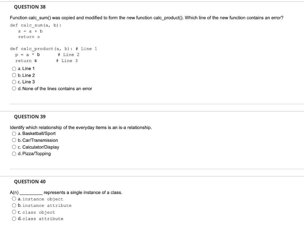 Solved QUESTION 38 Function calc_sum() was copied and | Chegg.com