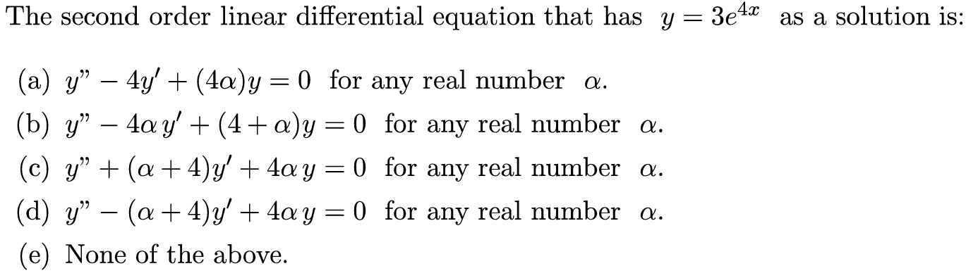 Solved The second order linear differential equation that | Chegg.com