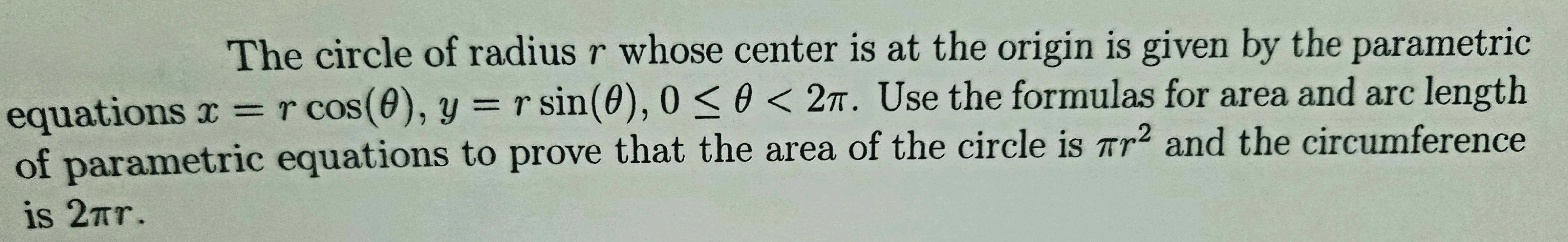 Solved The circle of radius r whose center is at the origin | Chegg.com