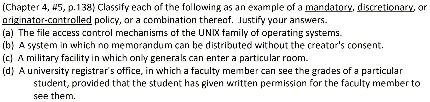 Solved (Chapter 4, \#5, p.138) Classify each of the | Chegg.com