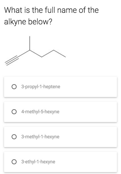 Solved What is the full name of the alkyne below? O | Chegg.com