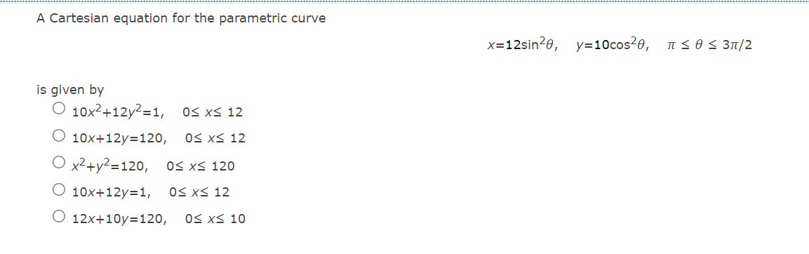 Solved A Cartesian equation for the parametric curve | Chegg.com