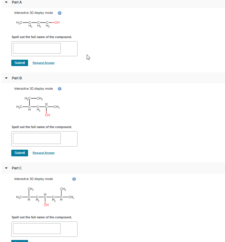 Solved Part A nteractive 3D display mode -OH H2 H2 H2 Spell | Chegg.com