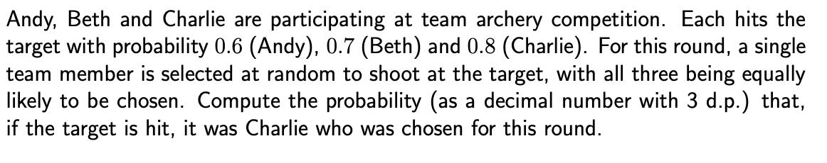 Solved Andy, Beth and Charlie are participating at team | Chegg.com