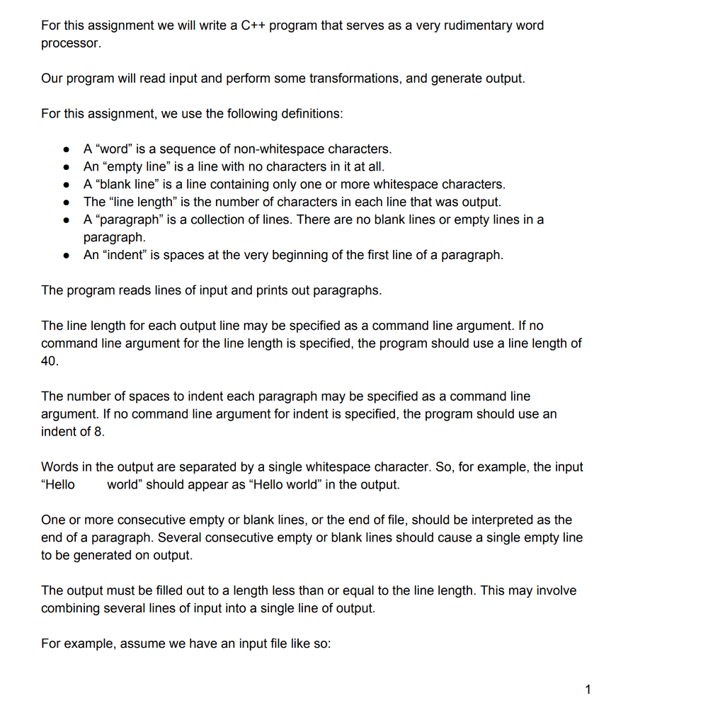 For this assignment we will write a C++ program that | Chegg.com