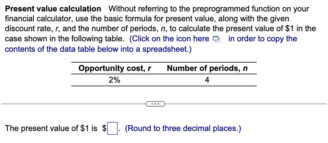 Solved Present value calculation Without referring to the | Chegg.com