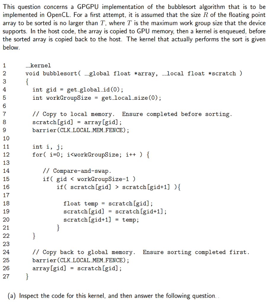 This question concerns a GPGPU implementation of the | Chegg.com