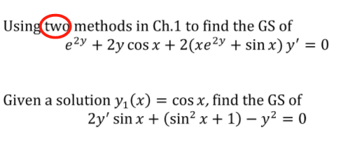 Using two methods in Ch.1 to find the GS of ezy + 2y | Chegg.com