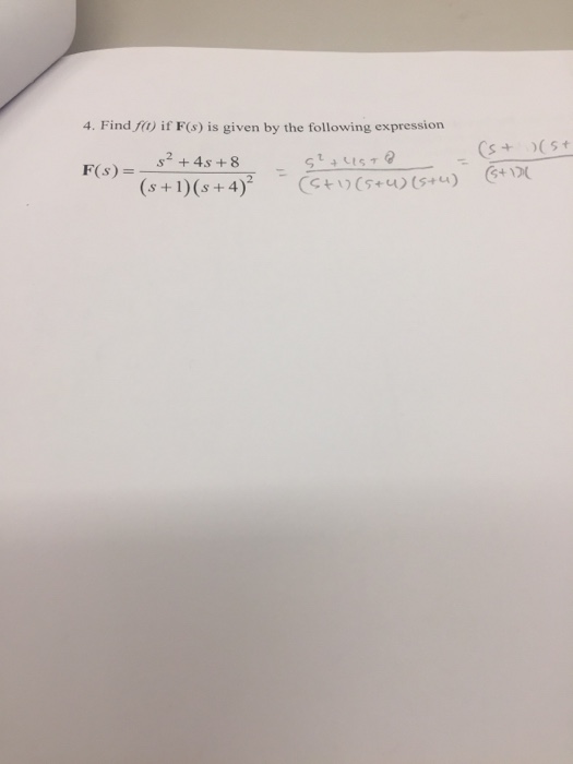 Solved Find f(t) if F(s) is given by the following | Chegg.com