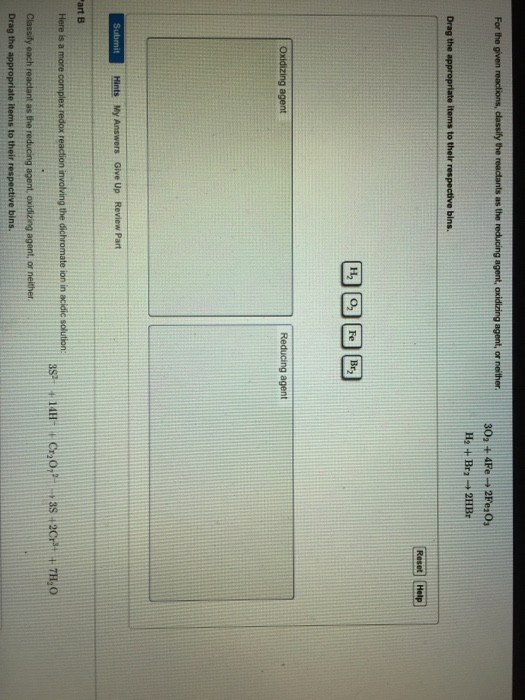 Solved For the given reactions, classify the reactants as | Chegg.com