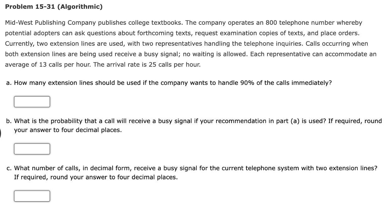 Solved Problem 15-31 (Algorithmic)Mid-West Publishing | Chegg.com