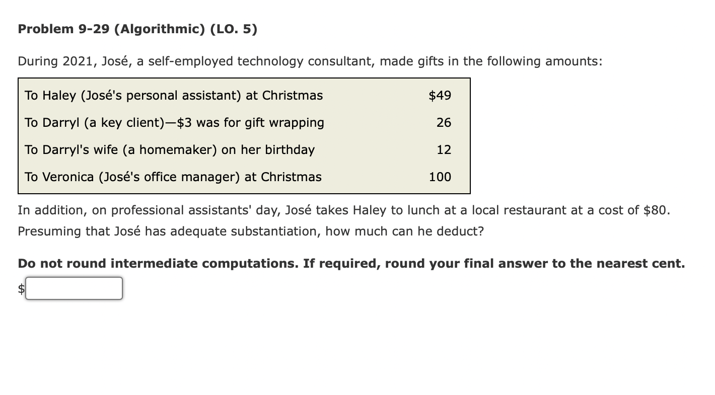 Solved Problem 9-29 (Algorithmic) (LO. 5) During 2021, José, | Chegg.com