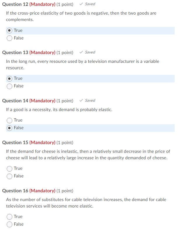 Solved Question 12 (Mandatory) (1 point) Saved If the | Chegg.com
