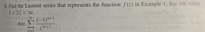 Solved Find the Laurent series that represents the function | Chegg.com