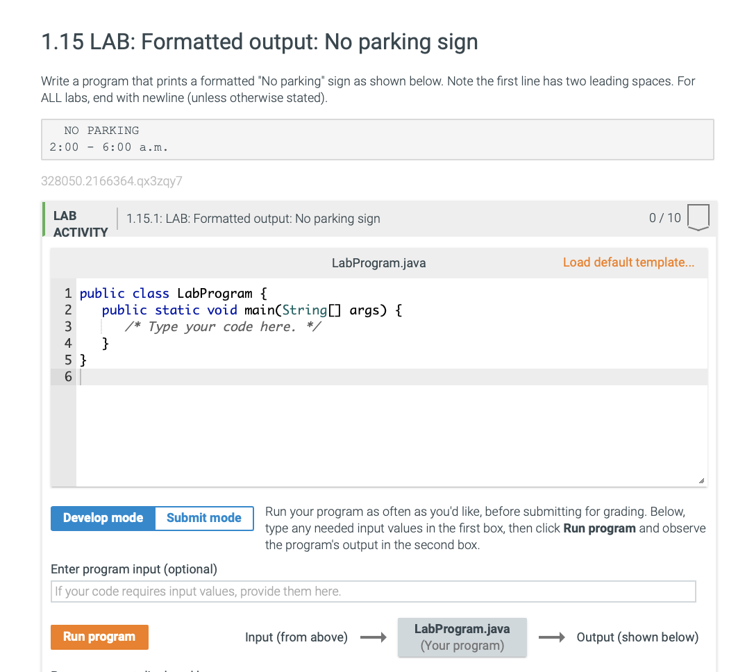 Solved 1 15 LAB Formatted Output No Parking Sign Write A Chegg