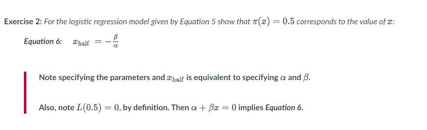 Solved xercise 2: For the logistic regression model given by | Chegg.com