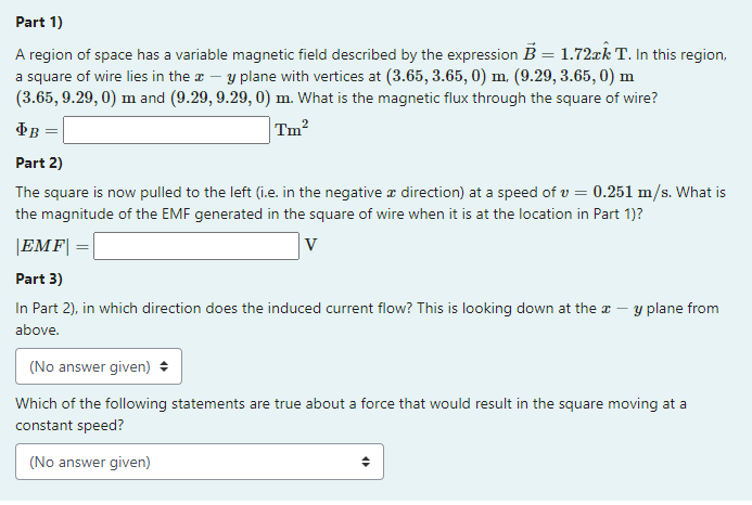 Solved Part 1) A region of space has a variable magnetic | Chegg.com