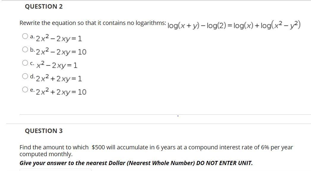 Solved QUESTION 2 + Rewrite the equation so that it contains | Chegg.com