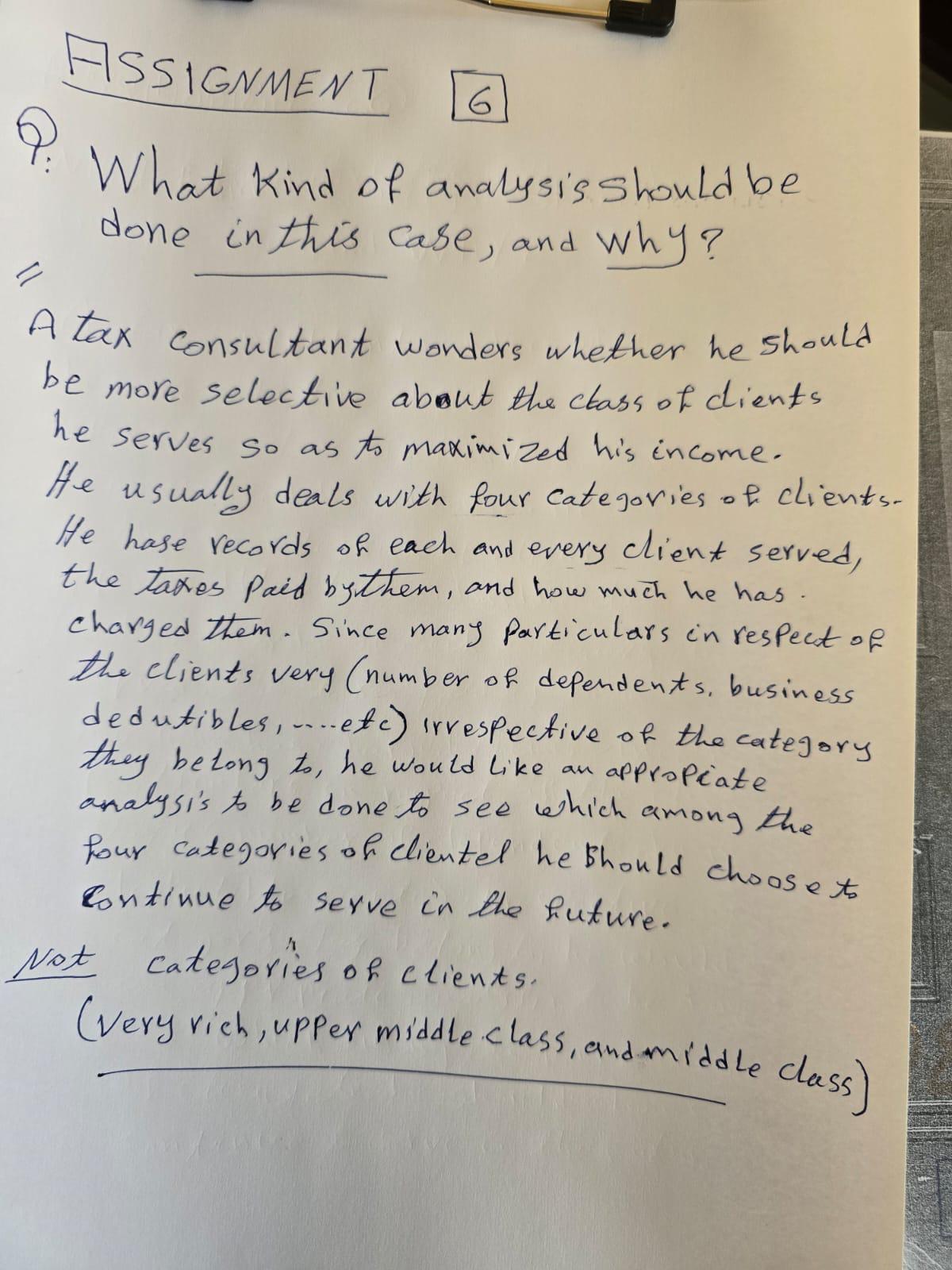 Solved AssignMENT6PWhat kind of analysis should bedone in | Chegg.com