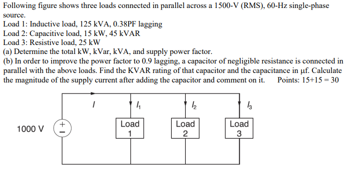 Solved Following figure shows three loads connected in | Chegg.com