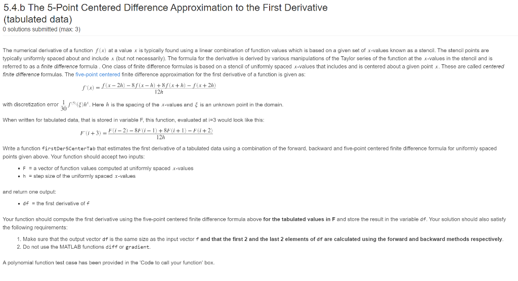 Solved 5.4.b The 5-Point Centered Difference Approximation | Chegg.com