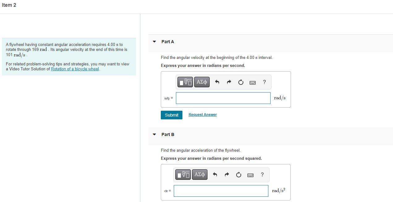 Solved A flywheel having constant angular acceleration | Chegg.com