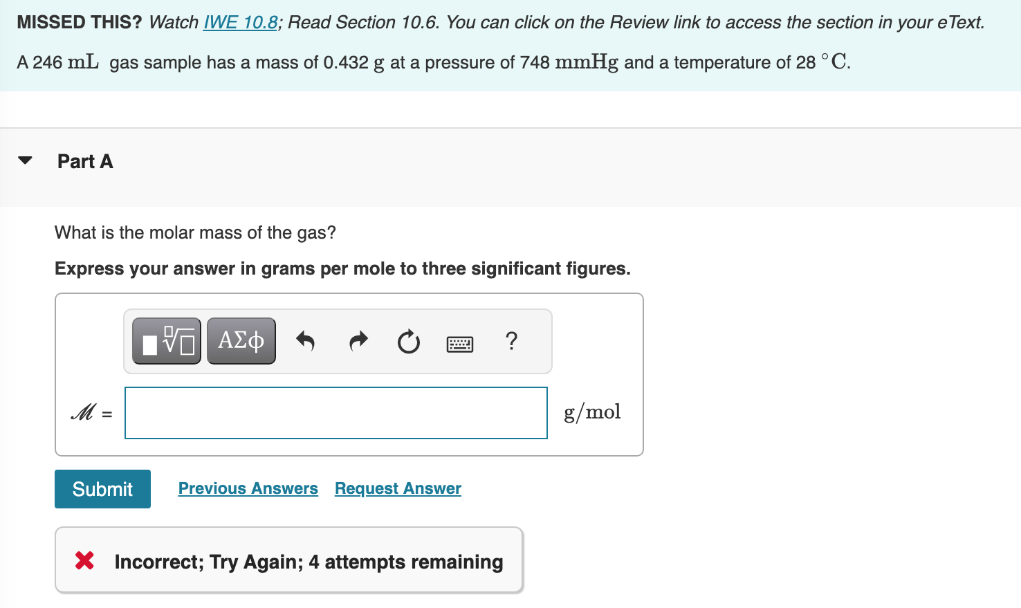 Solved MISSED THIS? Watch IWE 10.8; Read Section 10.6. You | Chegg.com