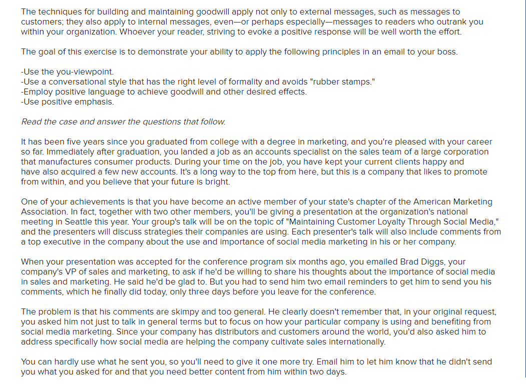 Solved The techniques for building and maintaining goodwill | Chegg.com