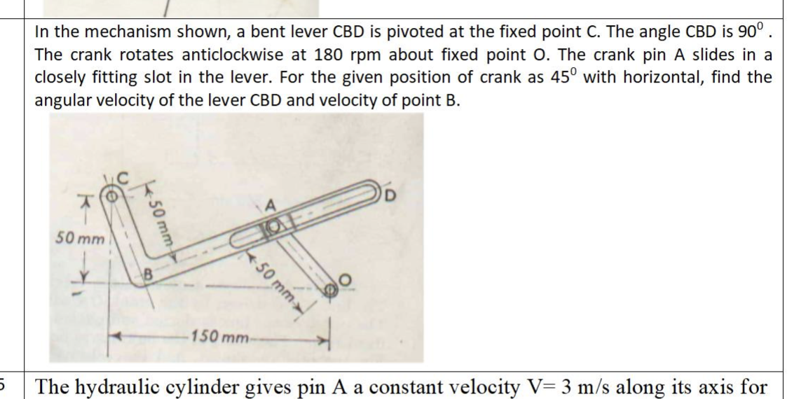 In the mechanism shown, a bent lever CBD is pivoted | Chegg.com