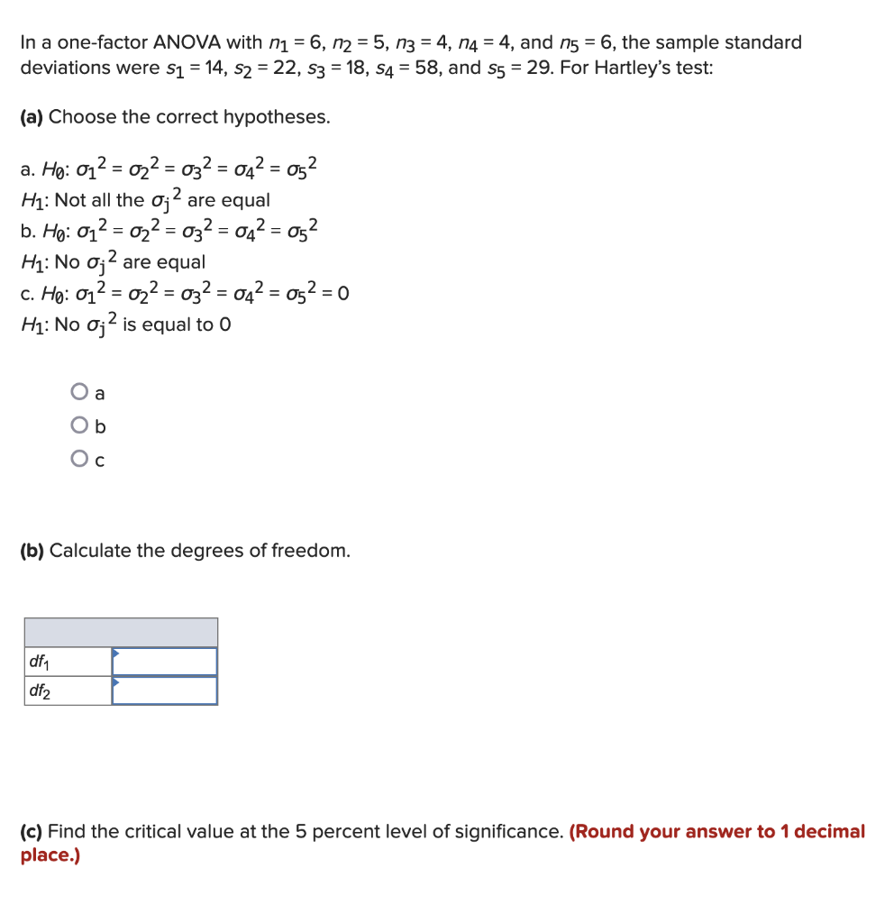 Solved In a one-factor ANOVA with n1=6,n2=5,n3=4,n4=4, and | Chegg.com