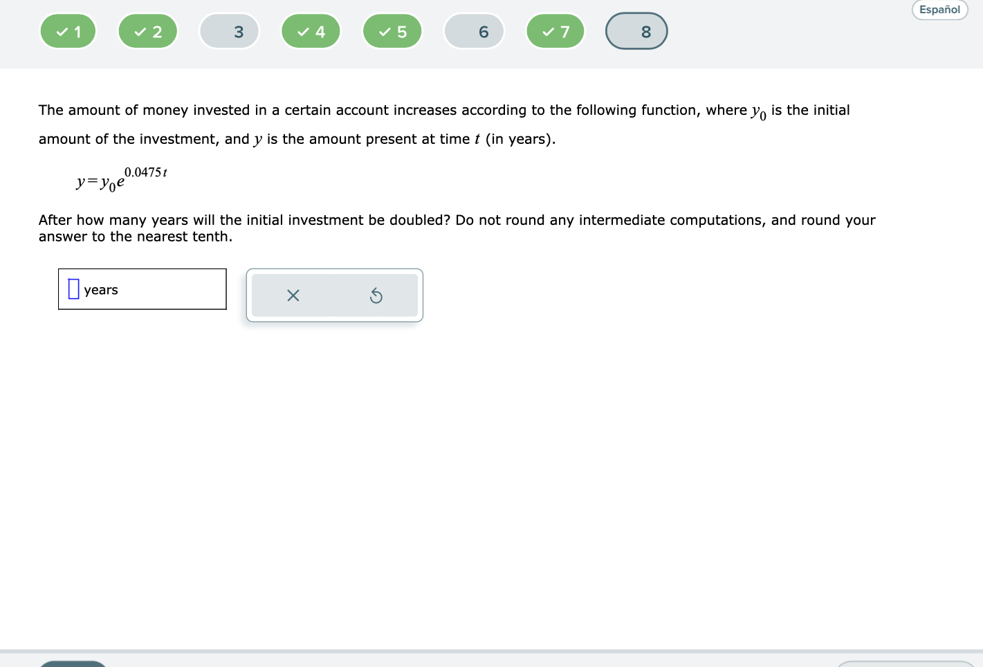 Solved The amount of money invested in a certain account | Chegg.com