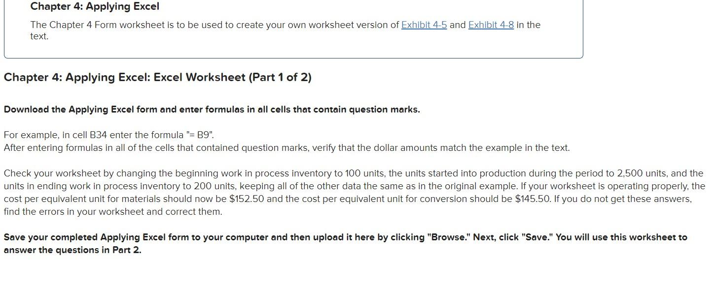 Solved Chapter 4: Applying Excel The Chapter 4 Form | Chegg.com