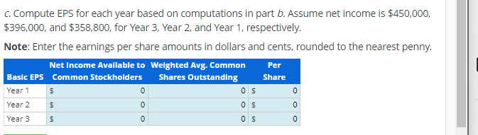 Solved Calculating EPS: Simple Capital Structure and 3 years | Chegg.com