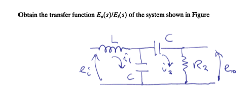 Solved Obtain the transfer function E. (s)/E:(s) of the | Chegg.com