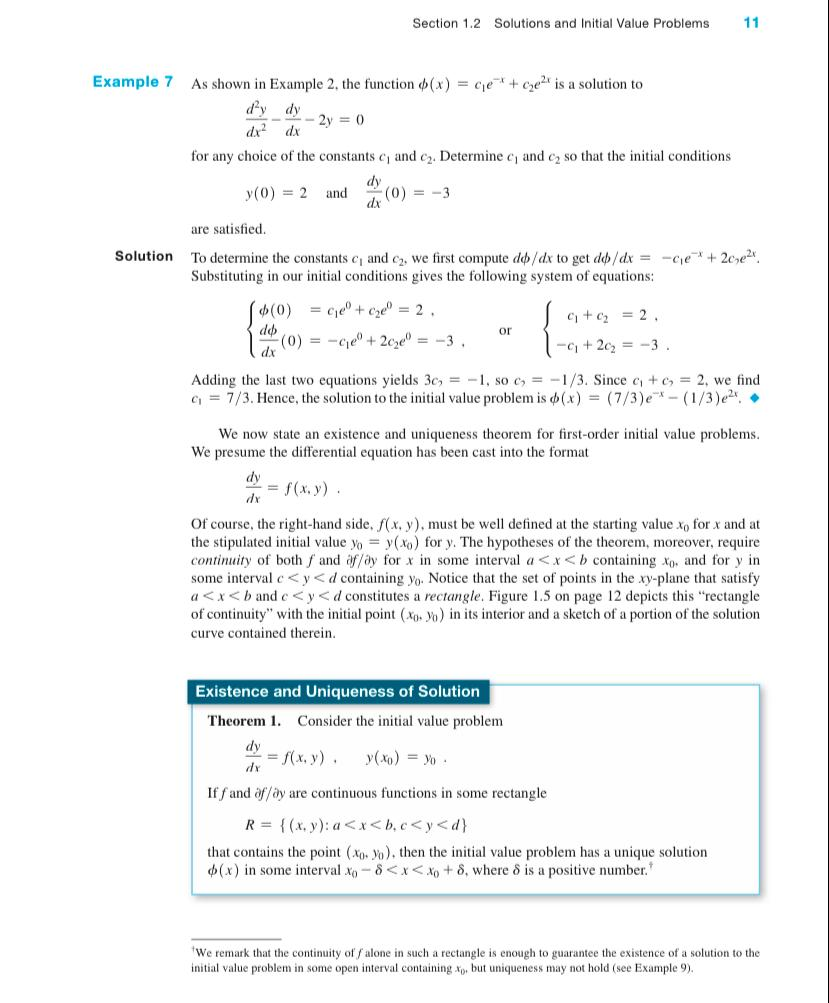 Solved Section 1.2 Solutions and Initial Value Problems 11 | Chegg.com