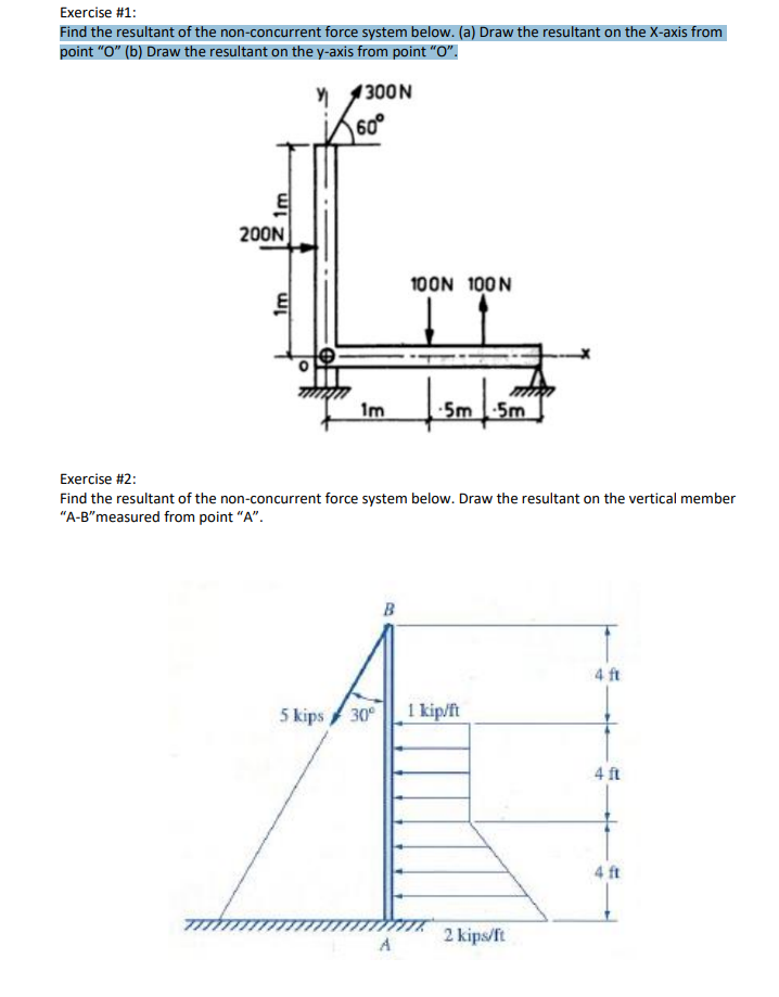 Solved Exercise #1 -Find the resultant of the non-concurrent | Chegg.com Solved Exercise #1 -Find the resultant of the non-concurrent | Chegg.com