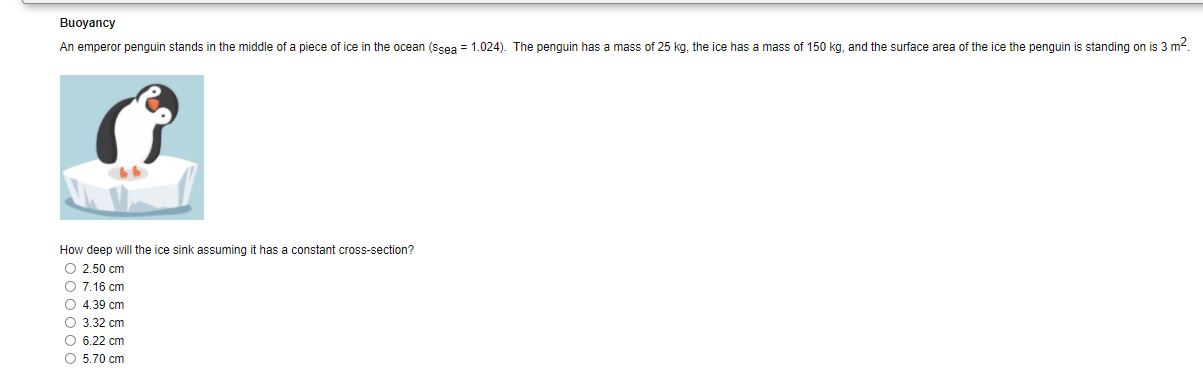 Solved Buoyancy An emperor penguin stands in the middle of a | Chegg.com